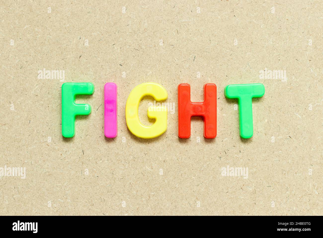 Color alphabet letter with word fight on wood background Stock Photo ...
