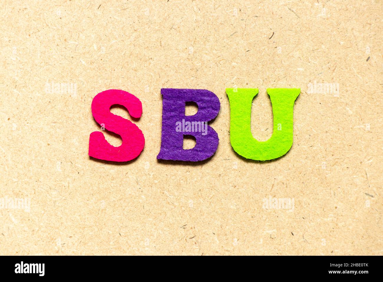 Color cloth alphabet letter in word SBU (Abbreviation of Strategic ...