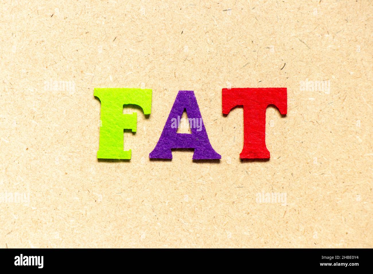 Color cloth alphabet letter in word FAT (Obesity or abbreviation of ...