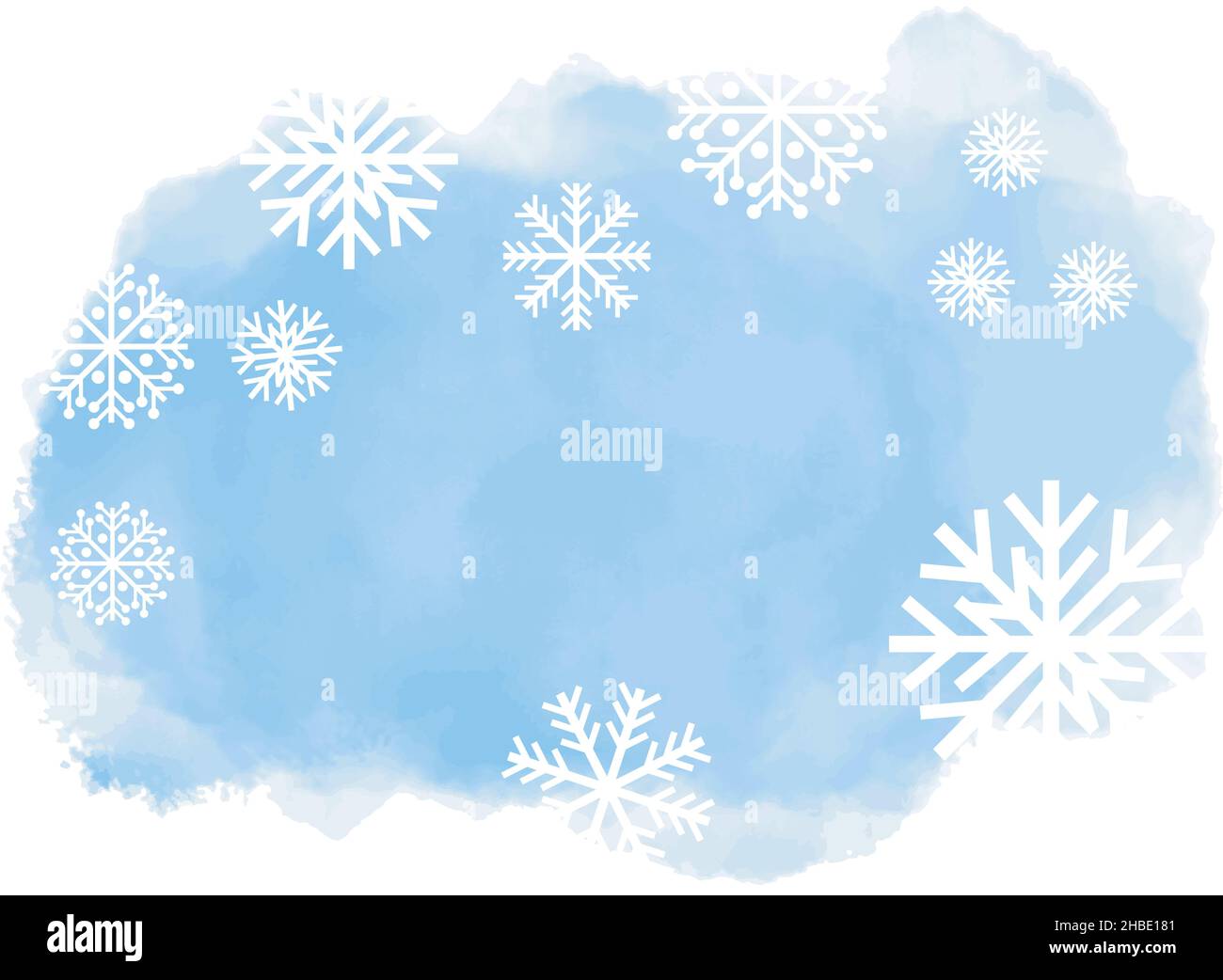 Watercolor painted abstract winter landscape splash cloud in blue ...