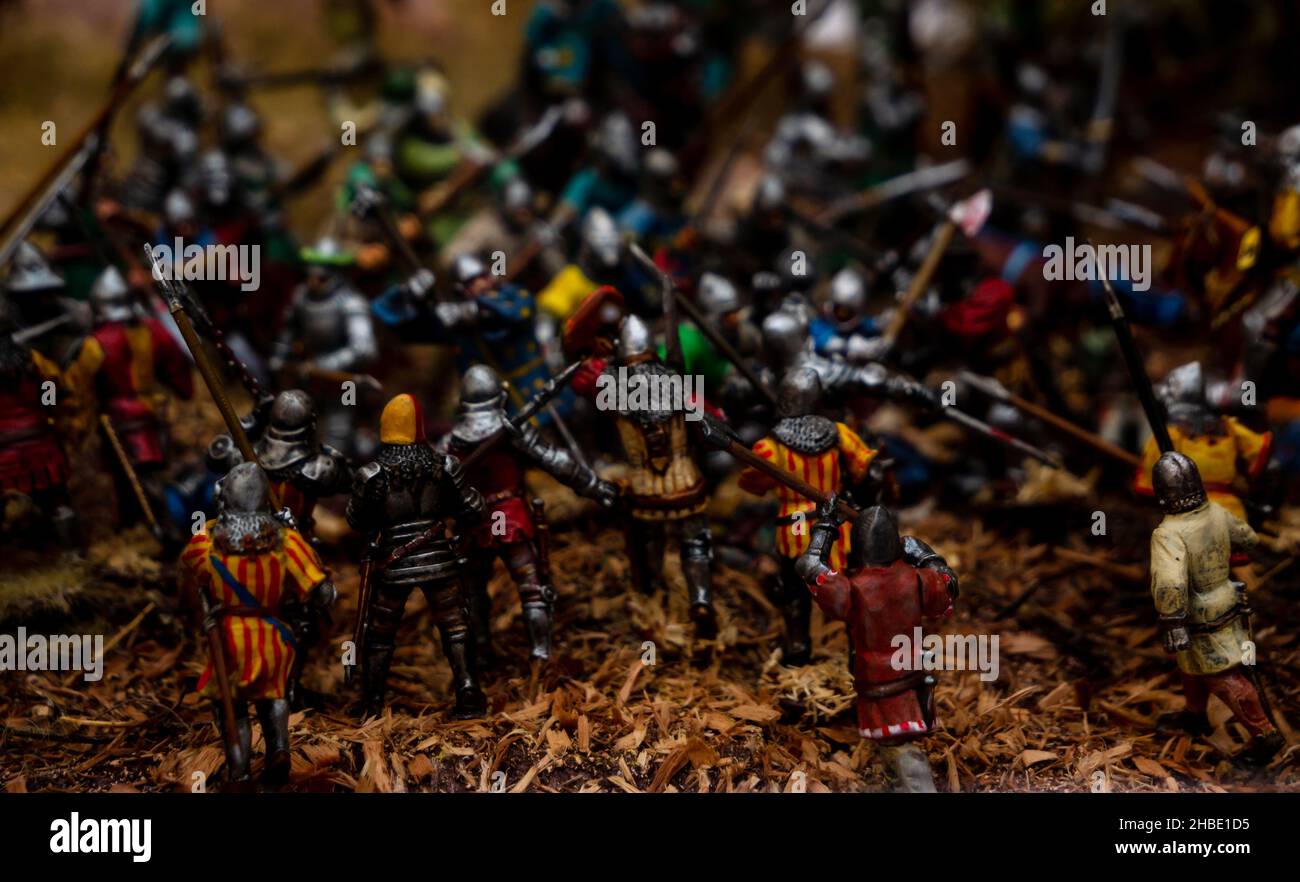 diorama knights and medieval soldiers fight on the battlefield Stock ...