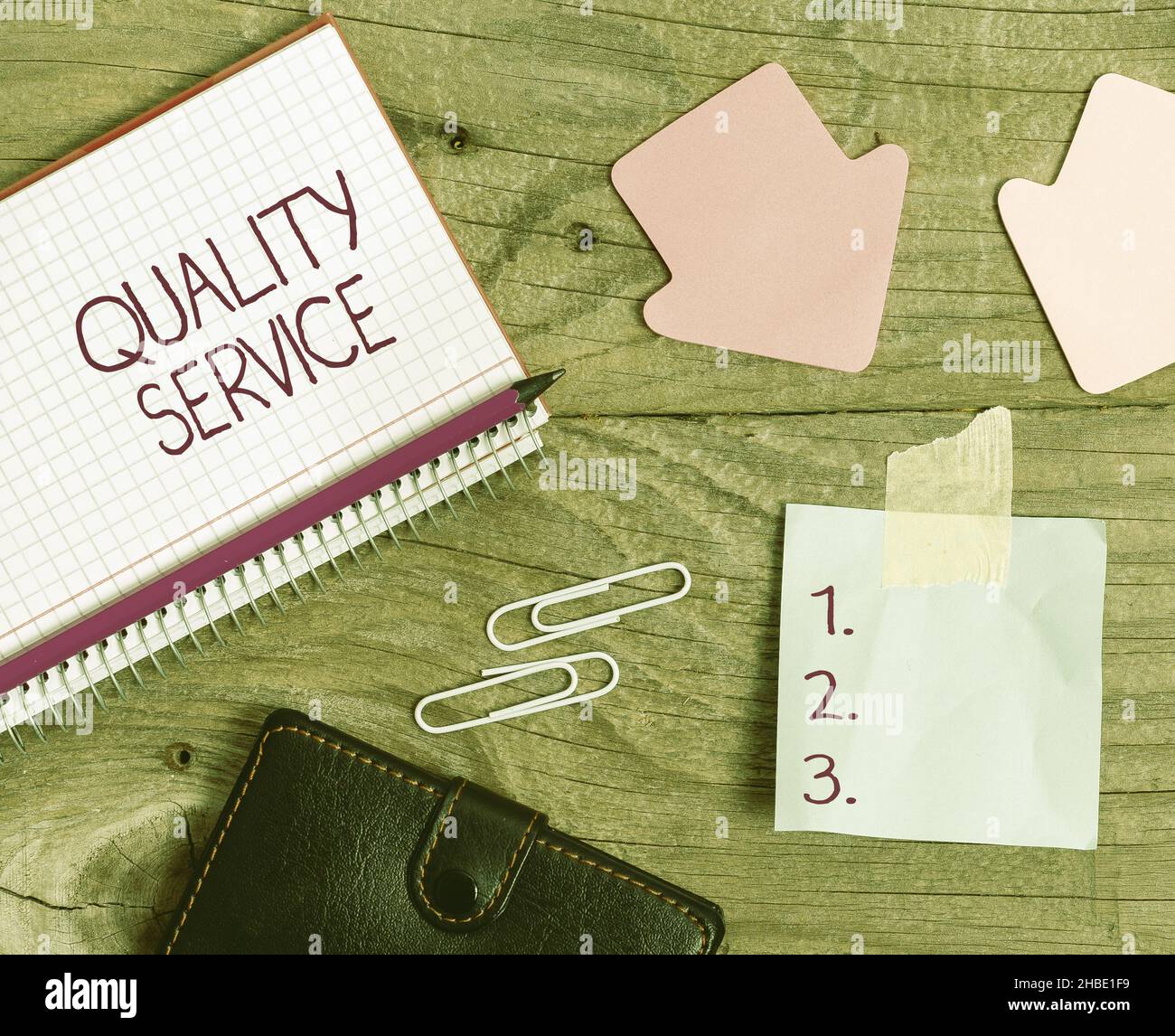 Conceptual caption Quality Service. Business showcase how well ...