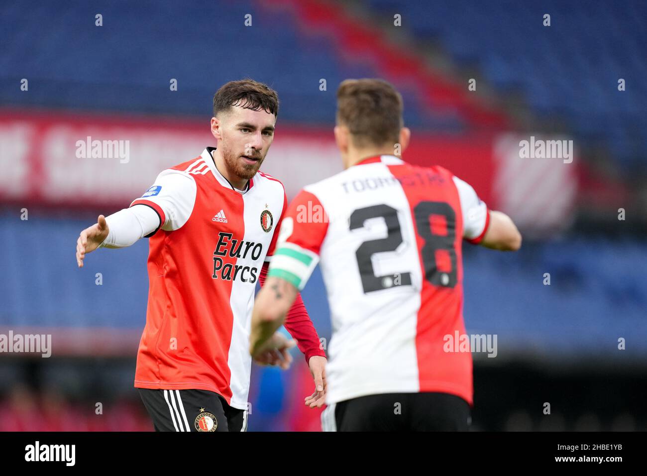ROTTERDAM, NETHERLANDS - DECEMBER 19: Orkun Kokcu of Feyenoord Rotterdam, Jens Toornstra of ...