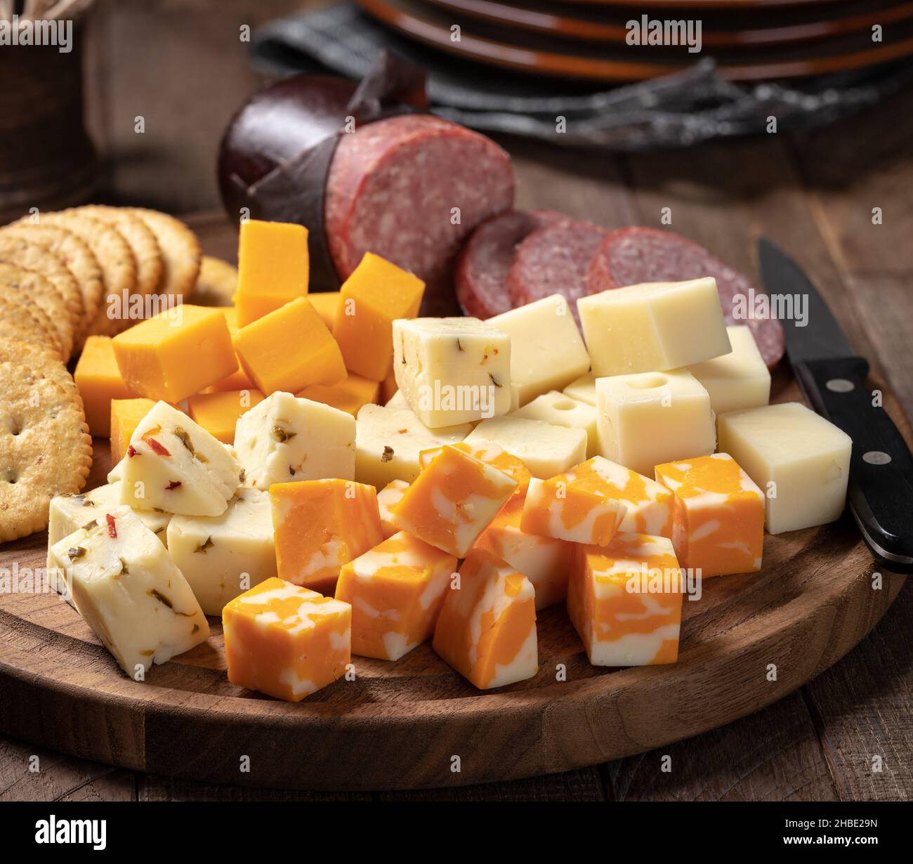 Salami sausage cubes hi-res stock photography and images - Alamy