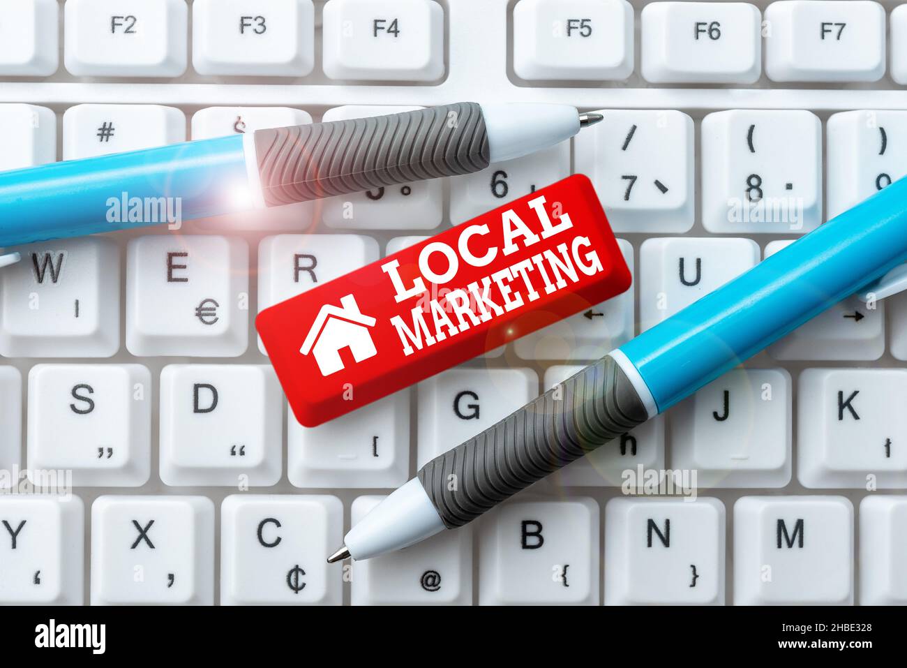 Sign displaying Local Marketing. Business approach A local business ...