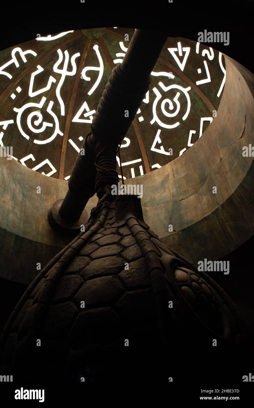 A vertical shot of ancient Atlantis symbols in the Bahamas Stock Photo ...
