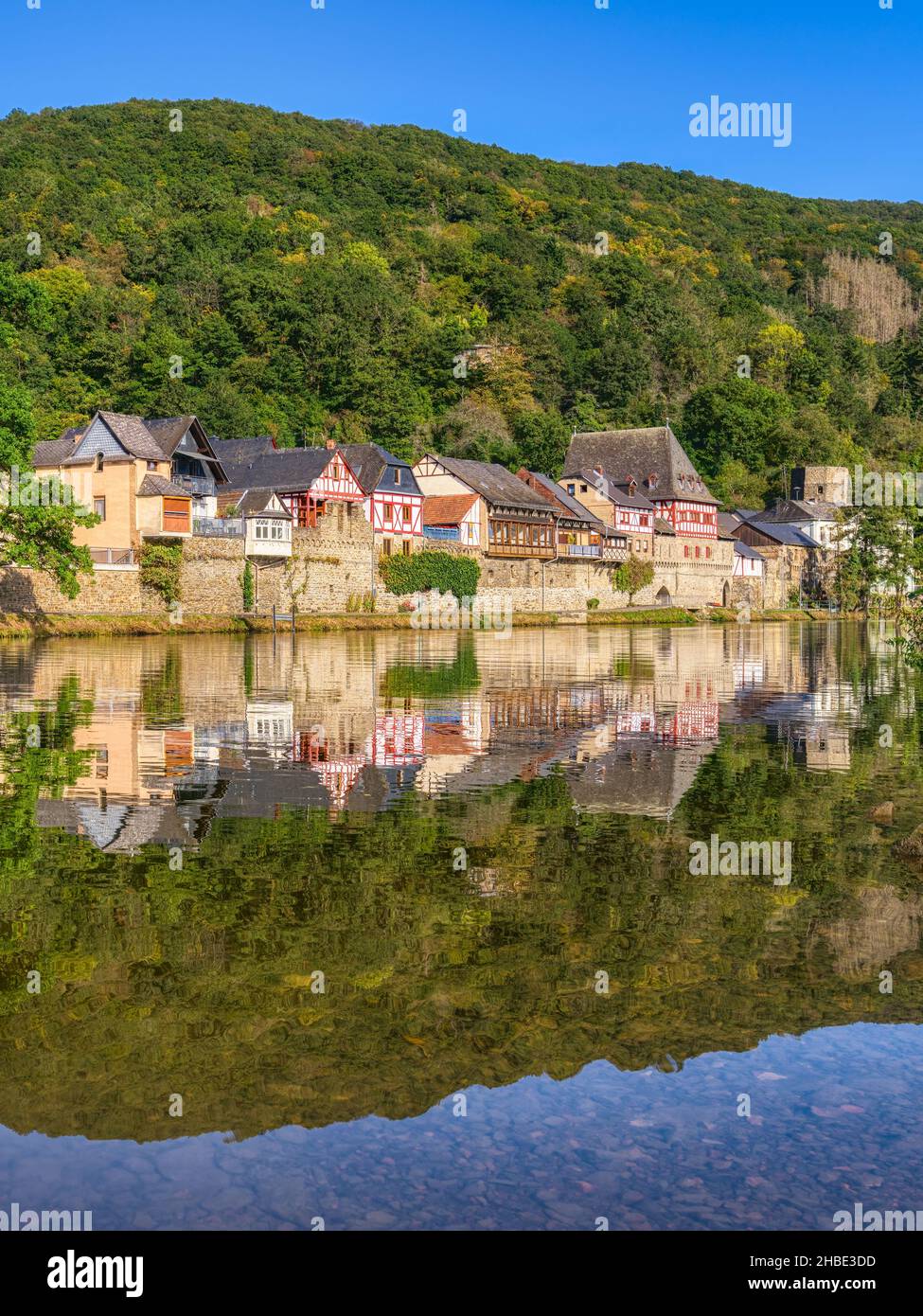 The picturesque historic village Dausenau, the medieval city wall and ...