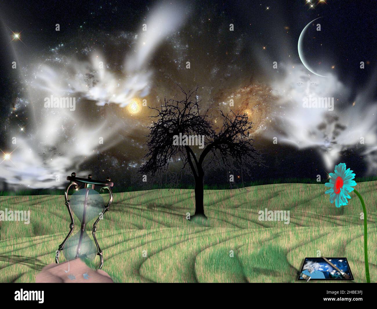 The matter of time in art. 3D rendering Stock Photo - Alamy