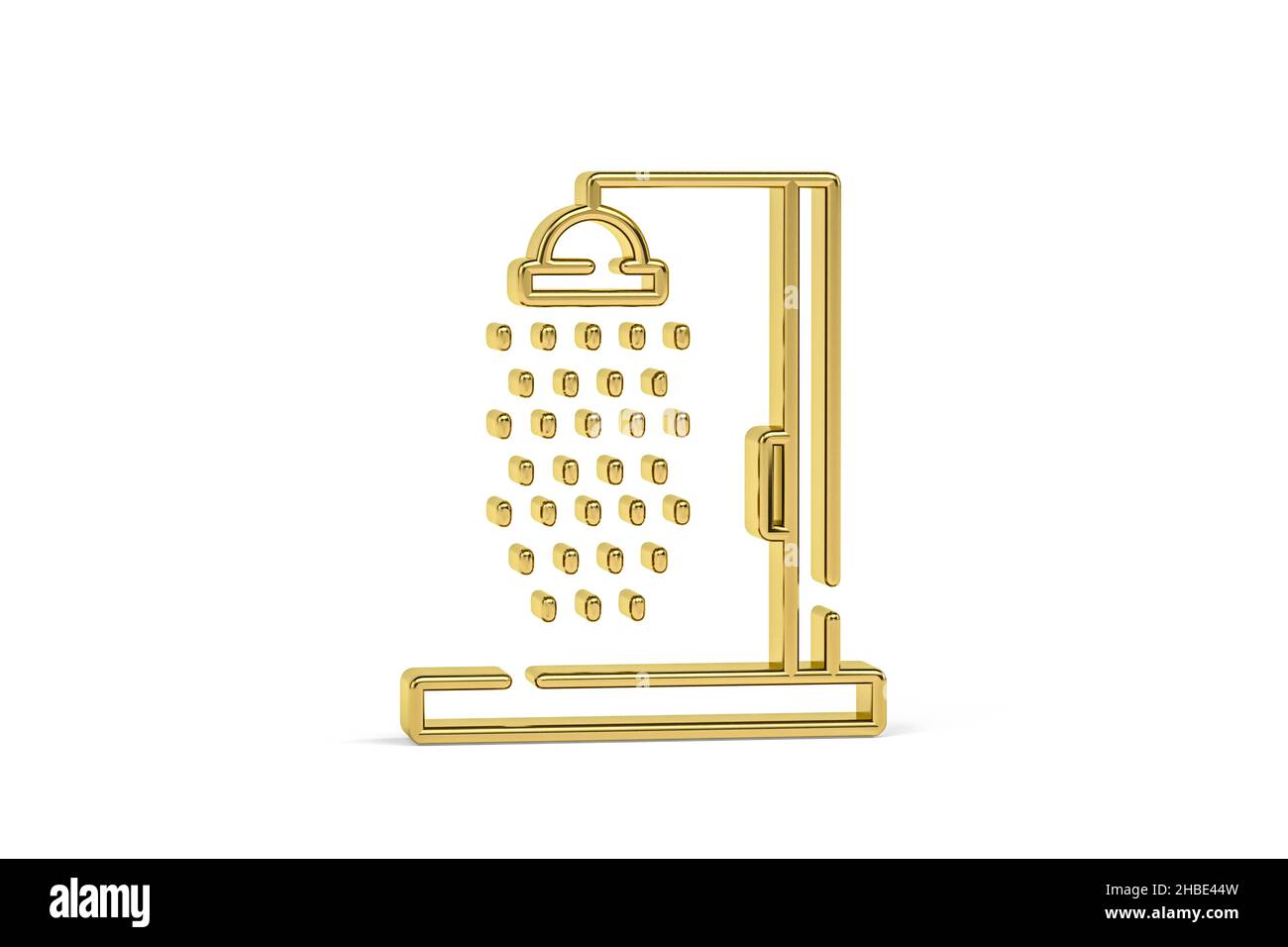 Golden 3d shower cubicle icon isolated on white background - 3d render ...