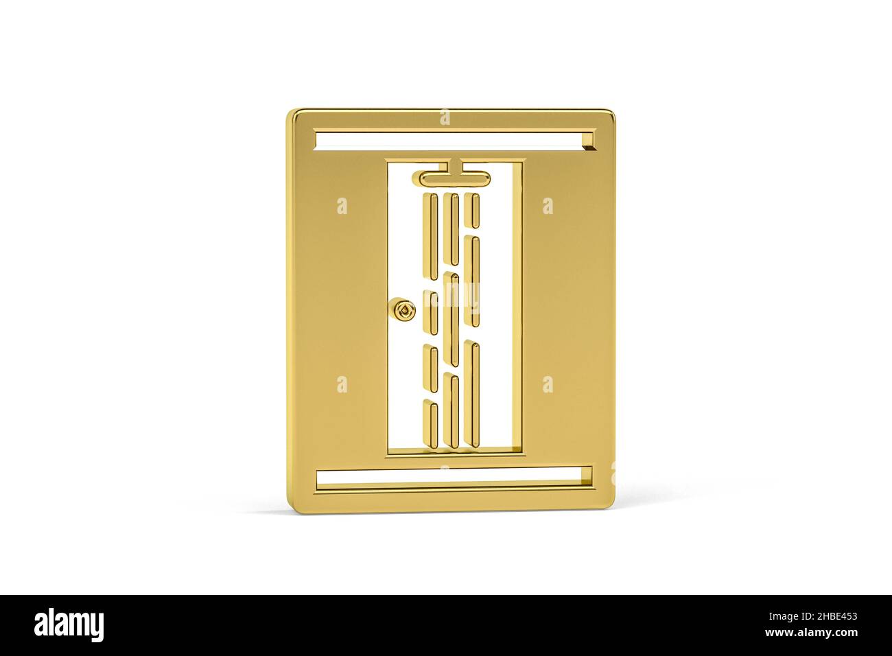 Golden 3d shower cubicle icon isolated on white background - 3d render ...
