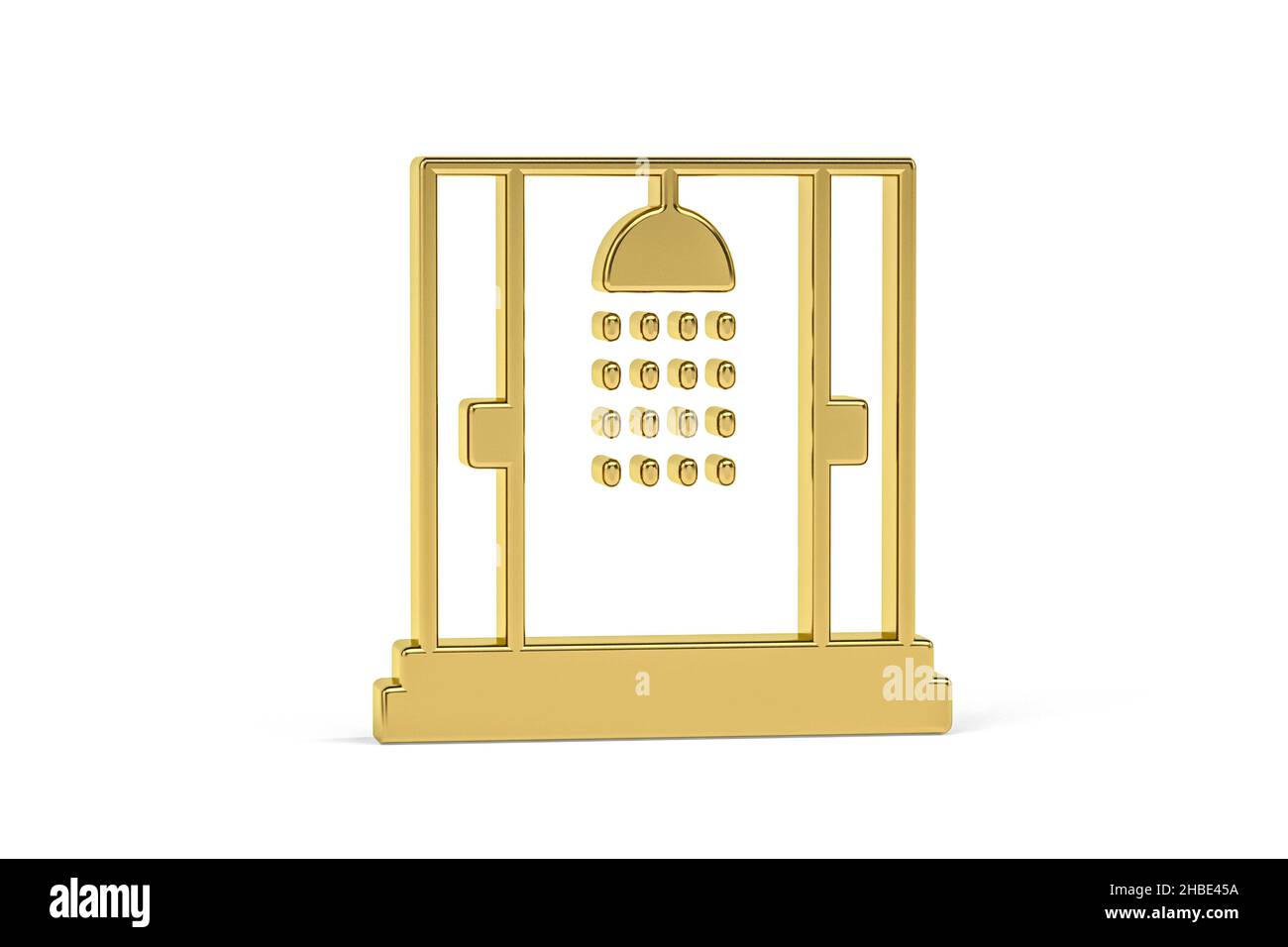 Golden 3d shower cubicle icon isolated on white background - 3d render ...