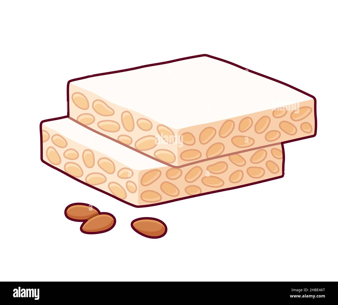 Turron or torrone, almond nougat. Nut candy drawing. Isolated vector ...