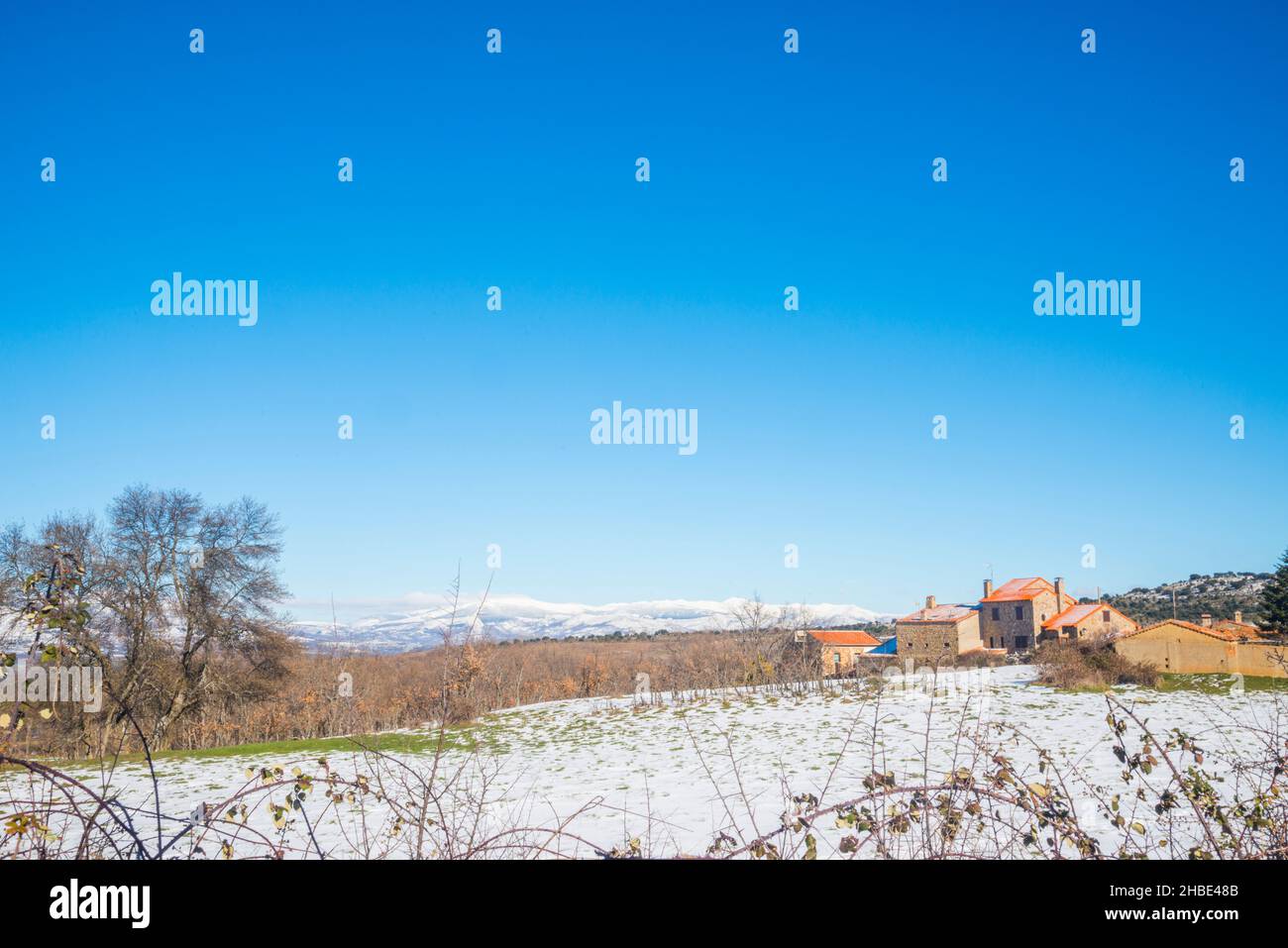 Winter landscape. El Cuadron, Madrid province, Spain Stock Photo - Alamy