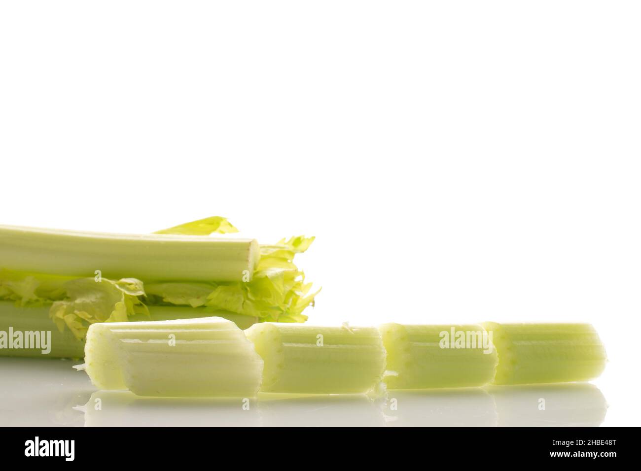 Green ripe organic celery stalks, close-up, isolated on white Stock ...