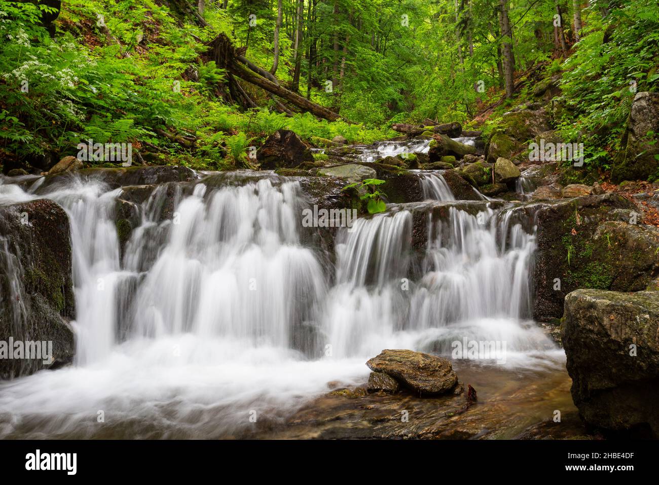 Waterfall on via ferrata higing route in Mala Fatra mountain range near ...