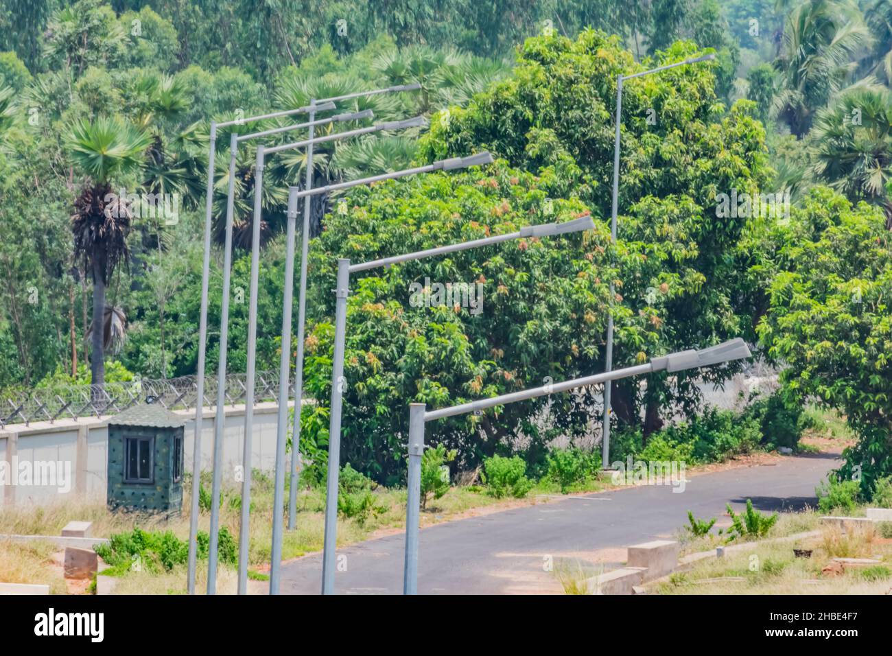 close view of an Indian colony lighting from top of a building Stock ...