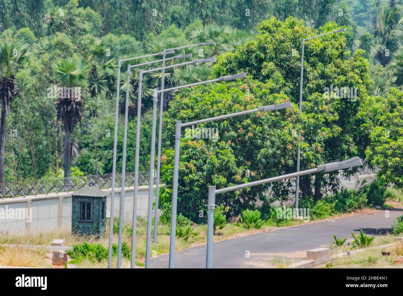 close view of an Indian colony lighting from top of a building Stock ...
