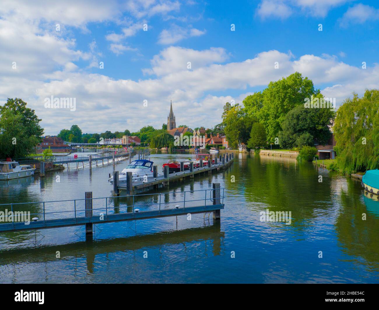 The River Thames at Marlow ,Buckinghamshire England.Marlow is situated ...