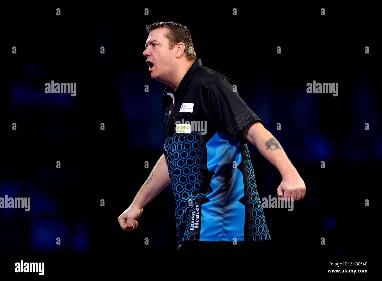 Jason Heaver celebrates defeating Gordon Mathers during day five of the ...