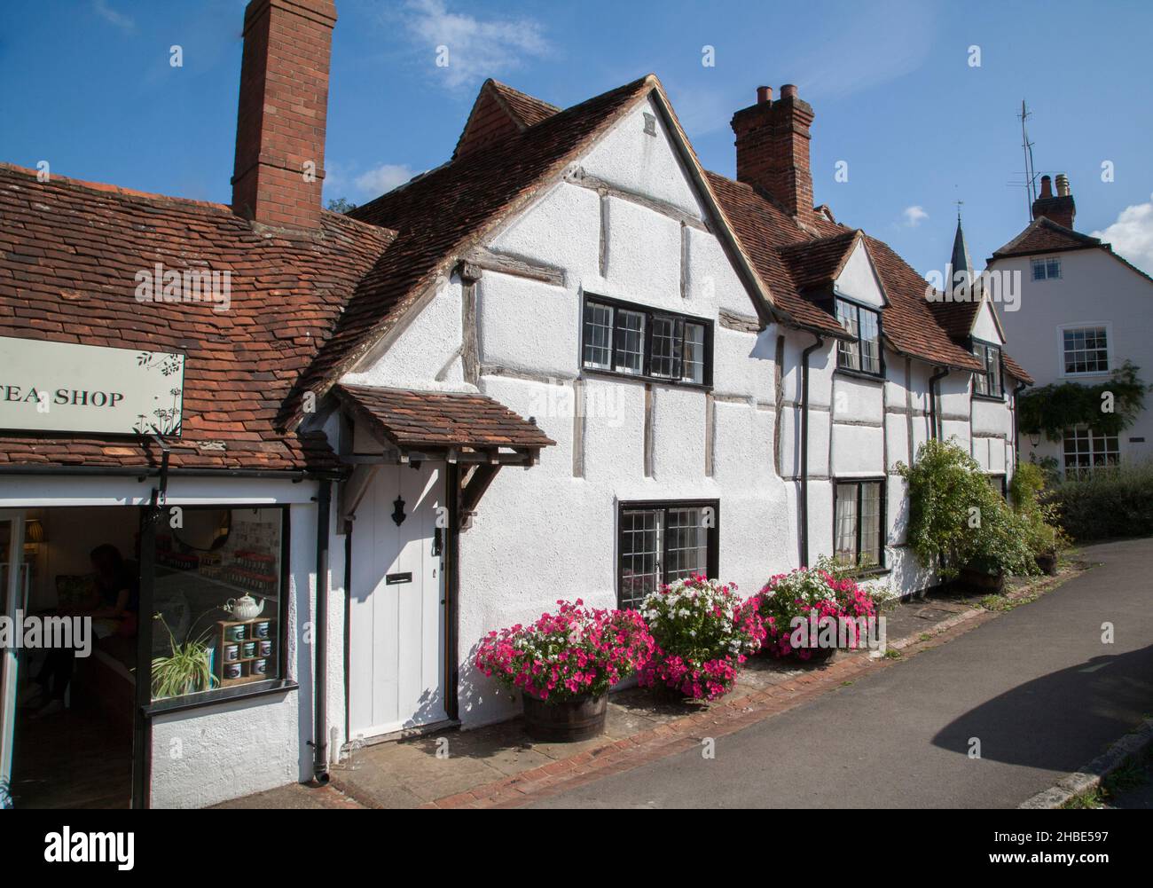 Village houses and tea room in the Village of Shere ,Surrey, England ...