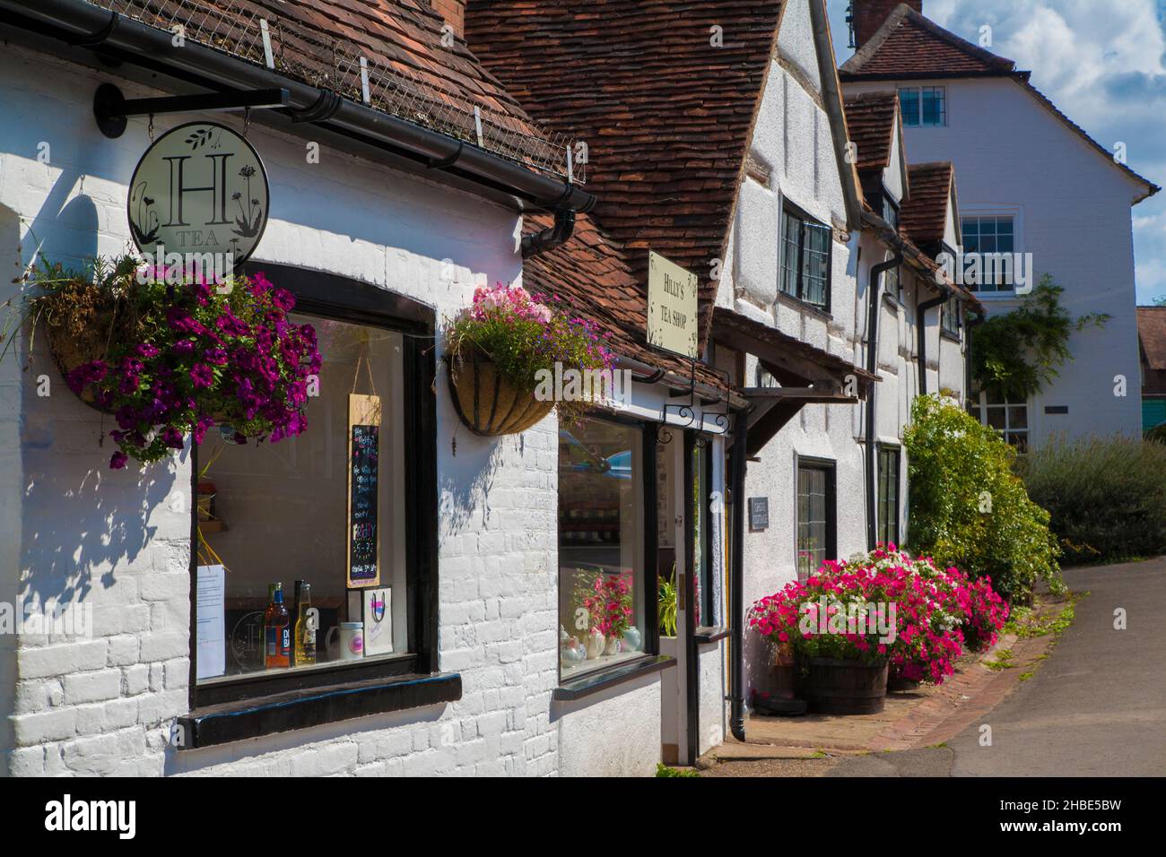 Village houses and tea room in the Village of Shere ,Surrey, England ...