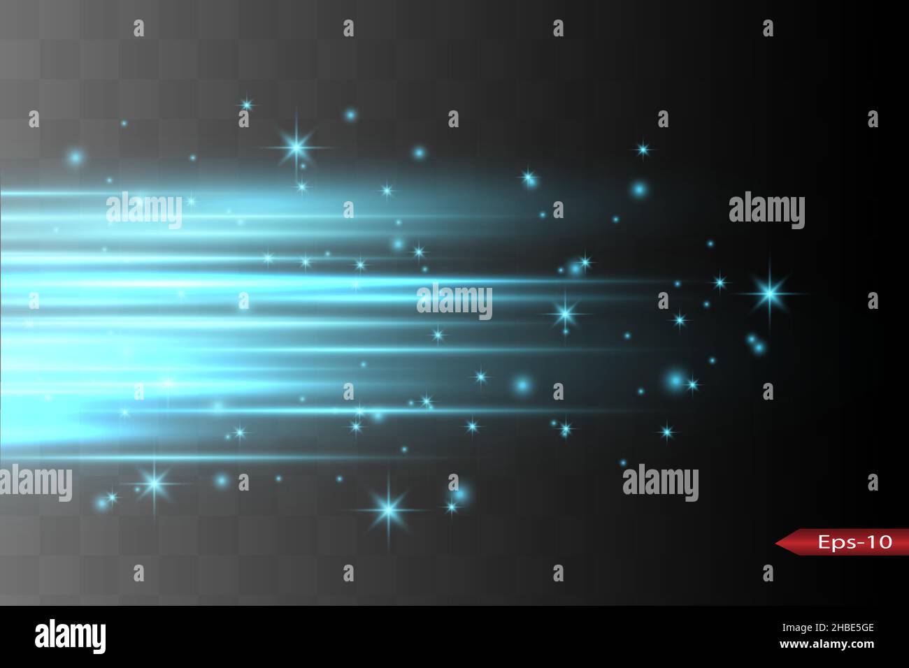 Abstract blue laser beam. Transparent isolated on black background ...