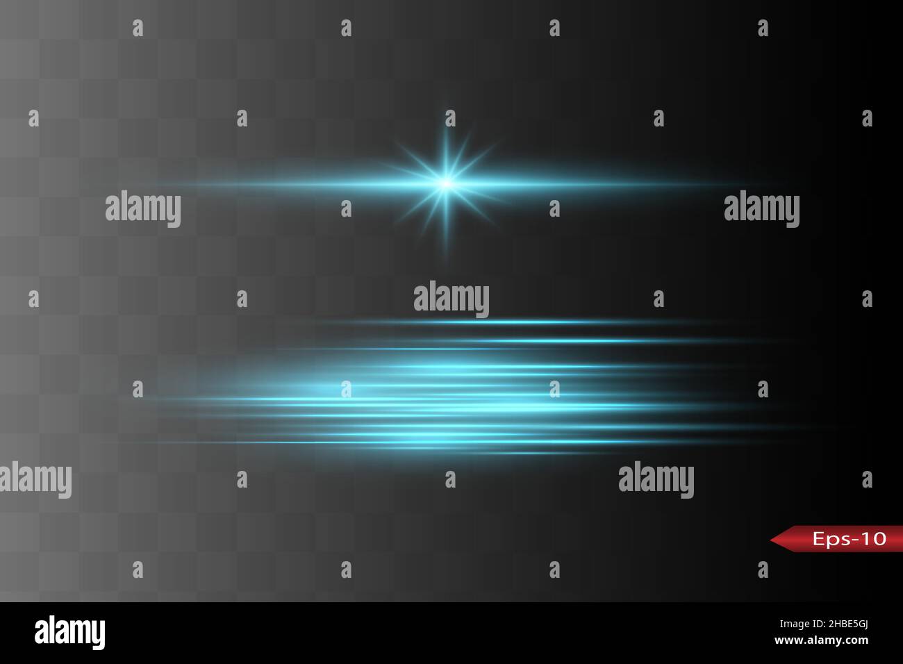 Abstract blue laser beam. Transparent isolated on black background ...