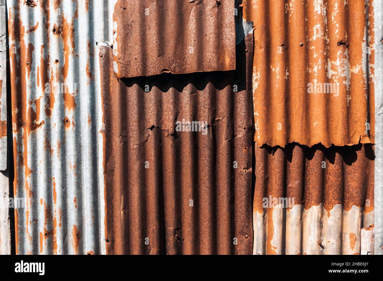 Old and rusty zinc sheet wall. Vintage style metal sheet roof texture ...