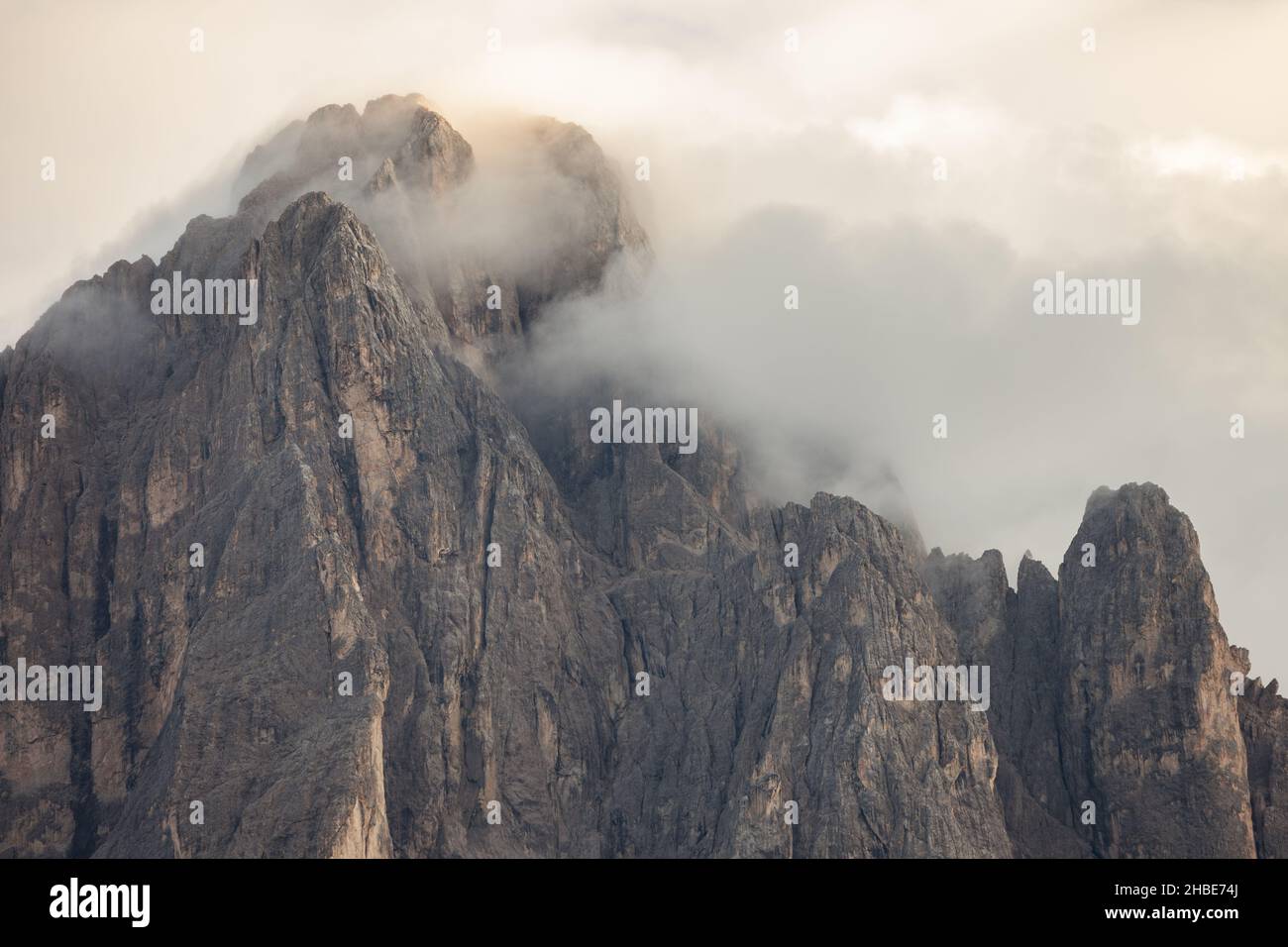 The northern side of Sasso Lungo at sunset from the Val Gardena area ...