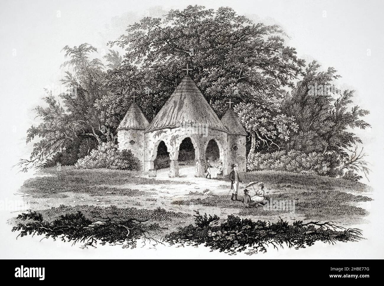 A historical view of the Hermitage in Whitley Garden, Essex, England ...