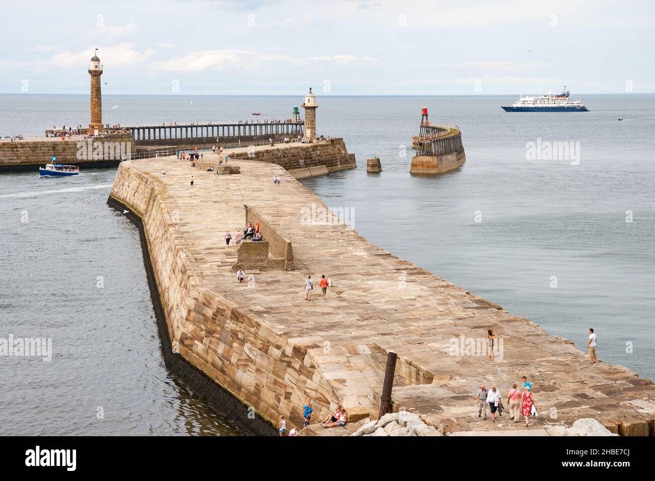 Whitby harbour walls Stock Photo - Alamy