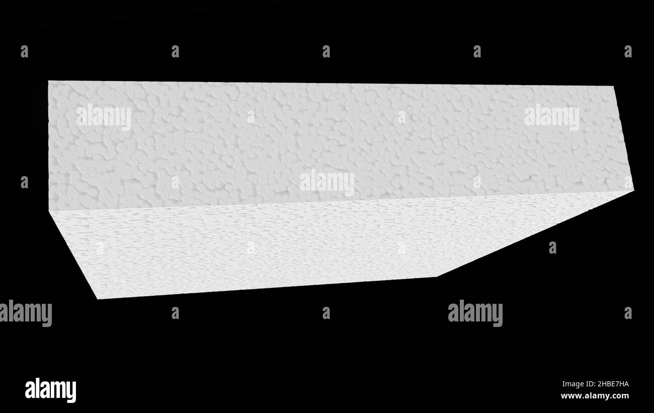 A 3D rendering of a styrofoam sheet isolated on a black background ...