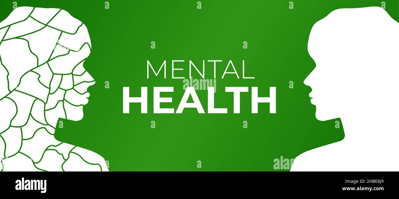 Mental Health Banner Background with Traumatic and Normal Woman ...