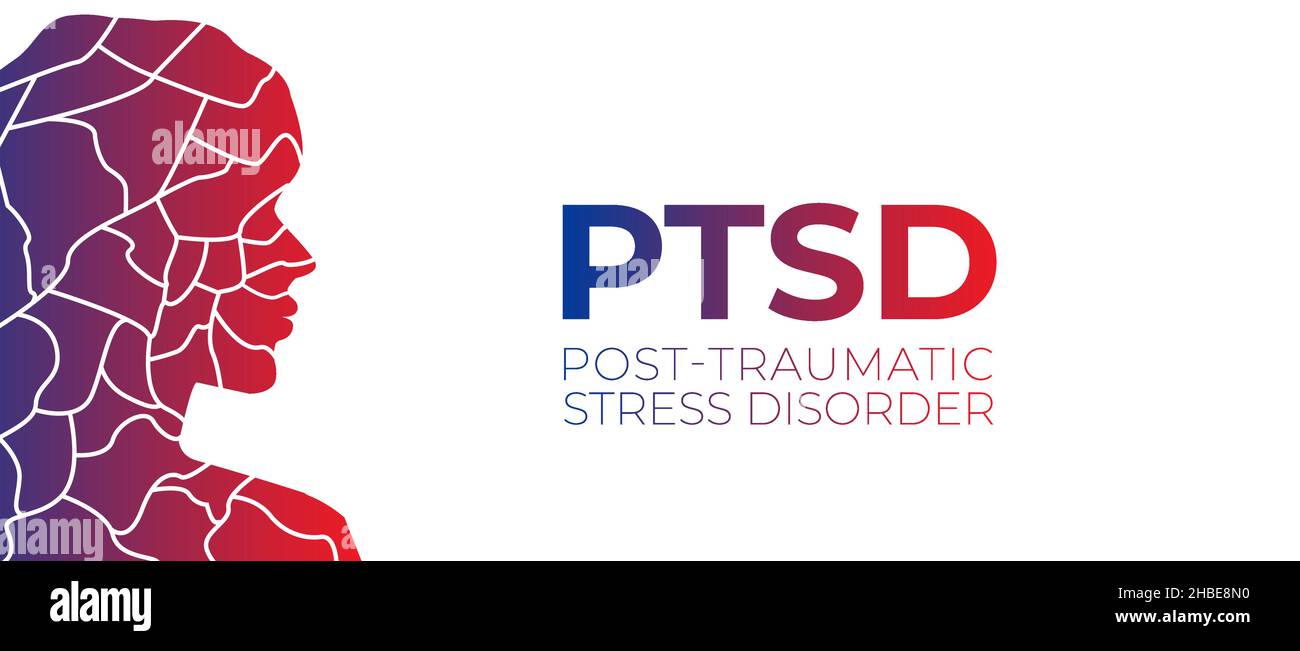 White PTSD Post-Traumatic Stress Disorder Trauma Vector Illustration ...