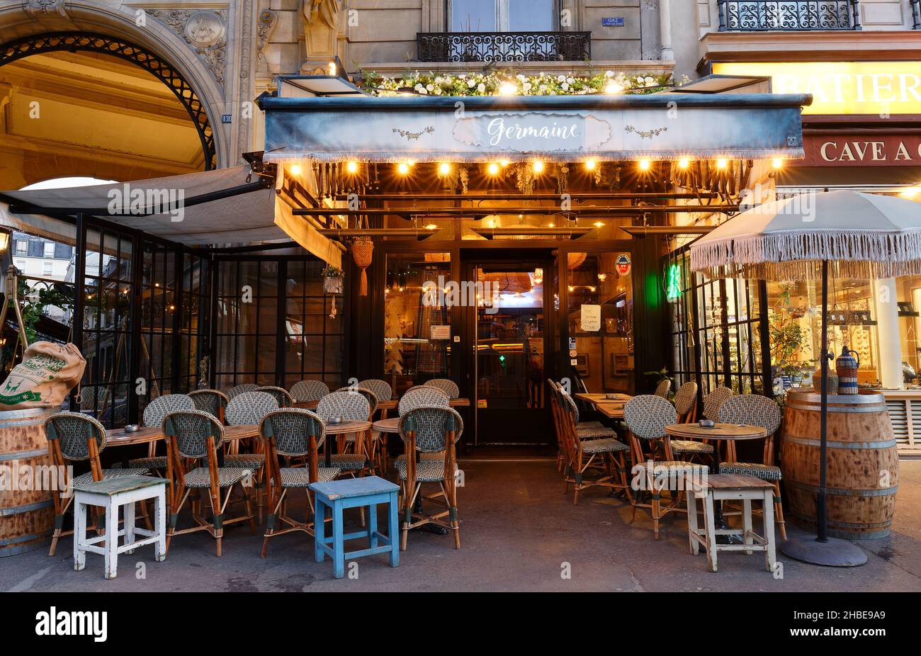 The traditional French cafe Germaine decorated for Christmas 2021 . It ...