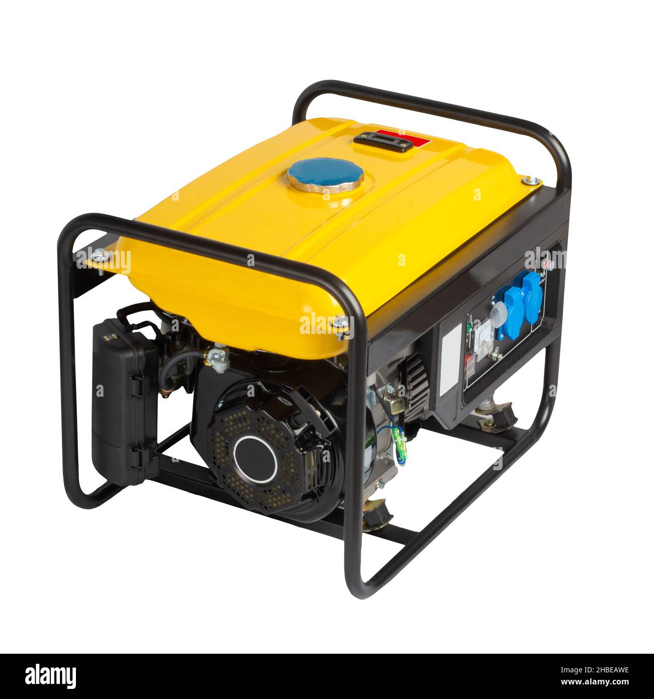 Electric AC generator alternator, isolated on white. Top angle shot ...