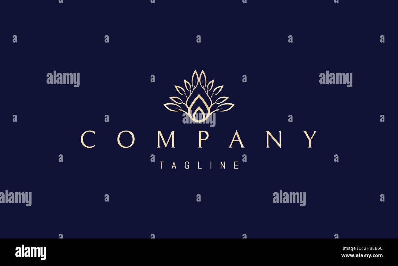 Vector golden logo on which an abstract image of a tree growing from a ...
