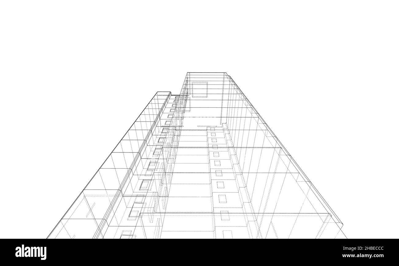 Wire-frame model of a multi-storey building Stock Photo - Alamy