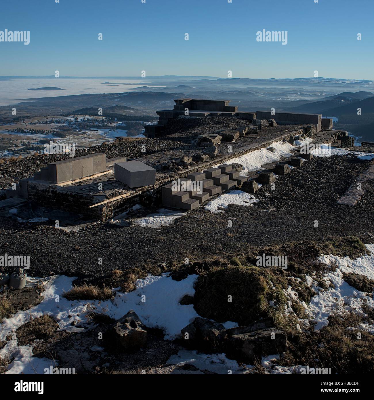 Temple of Mercury at the top of Puy-de-Dome. Auvergne volcanoes chain ...