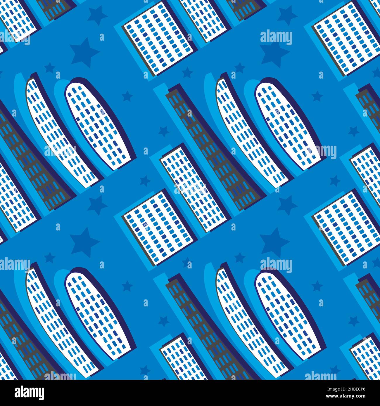 Pattern, endless ribbon on a square background - a stylized night city ...