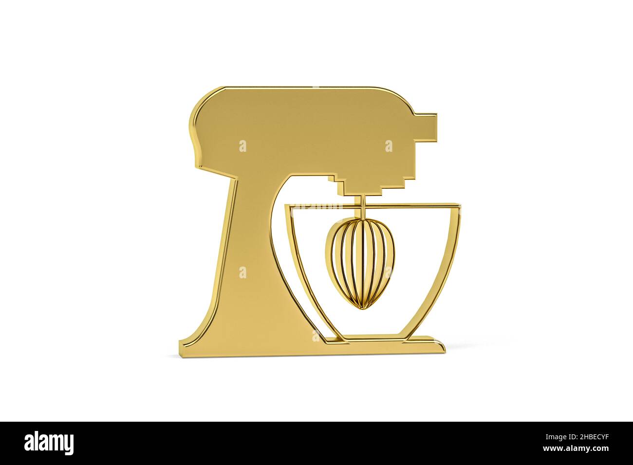 Golden 3d stand mixer icon isolated on white background - 3d render ...