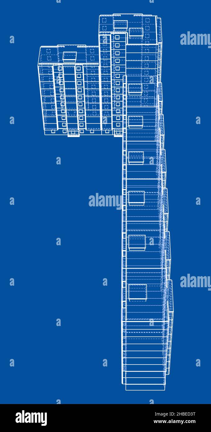 Wire-frame model of a multi-storey building Stock Photo - Alamy