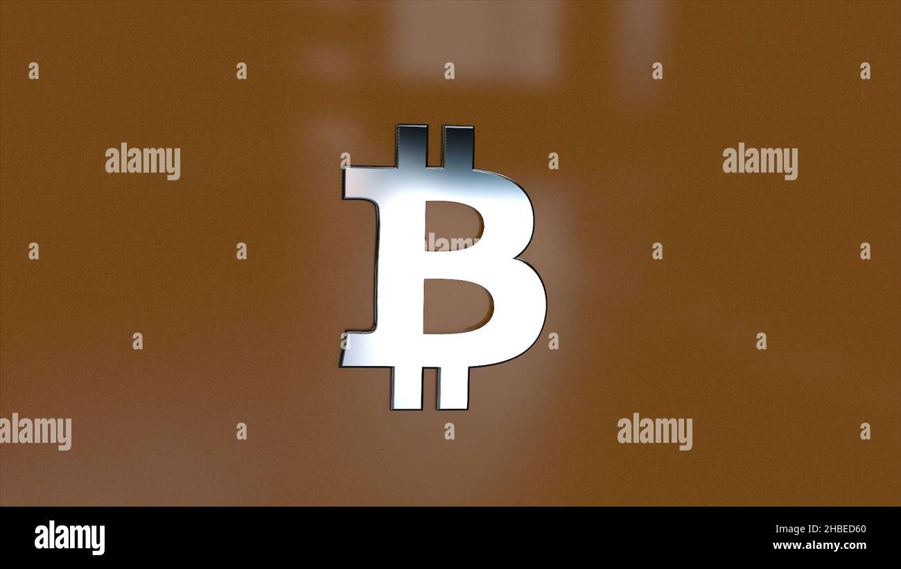 Abstract animation of bitcoin currency sign in digital cyberspace ...