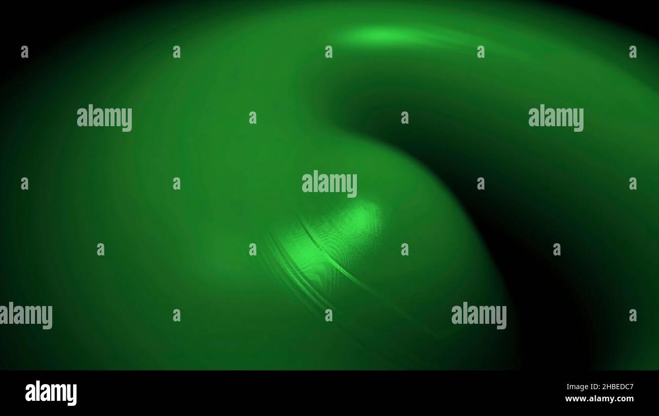 Abstract liquid, green substance pulsating in mixing process on black ...