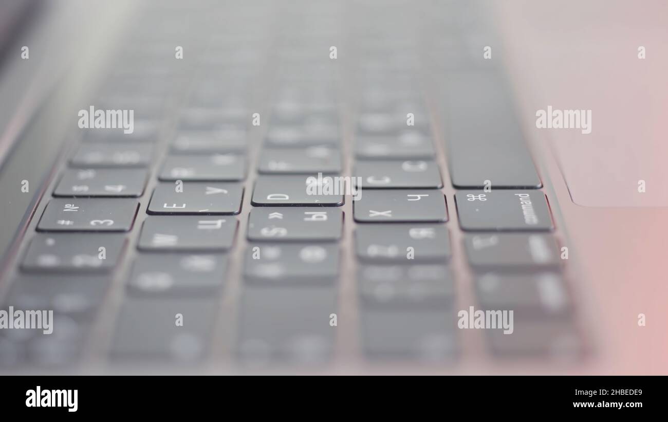 Close up of computer black keyboard. Technological background with the ...