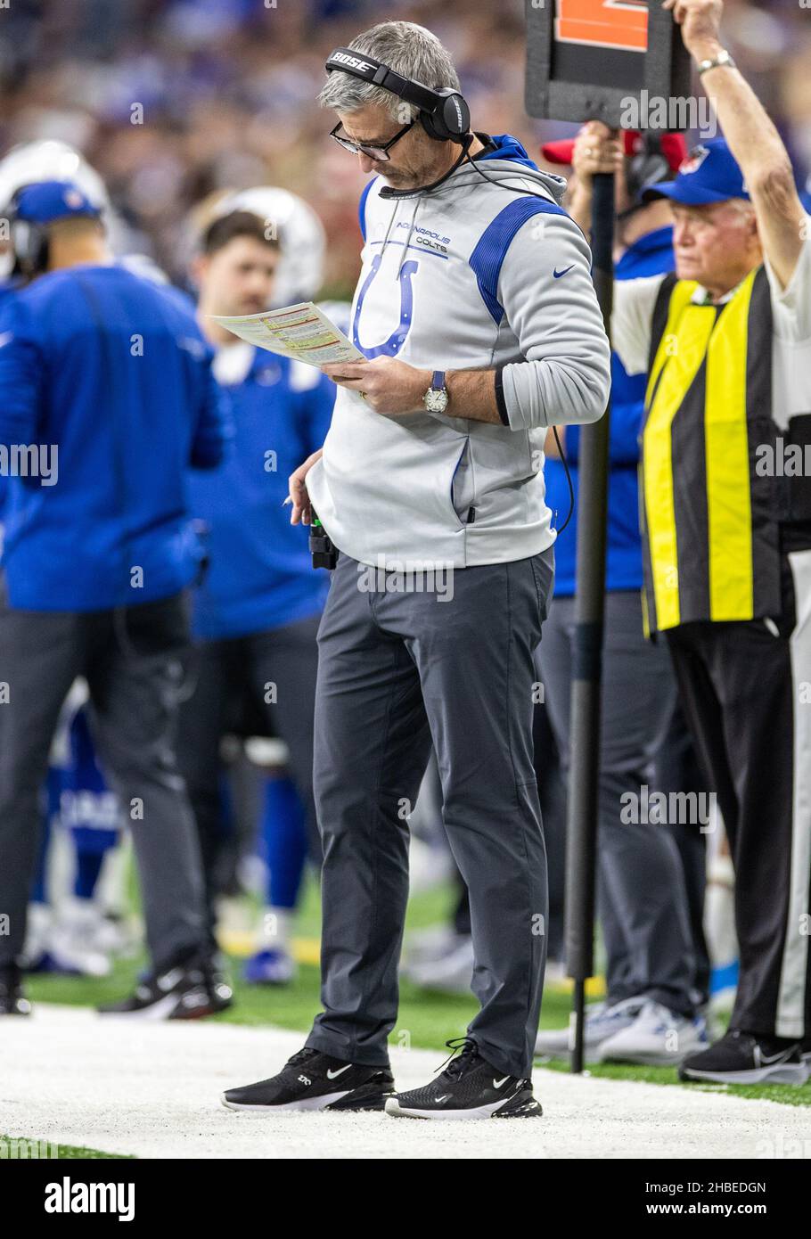 December 18, 2021: Indianapolis Colts head coach Frank Reich looks at ...