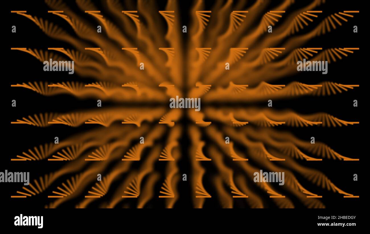 Orange 3d abstract background with bended spirals in many rows ...