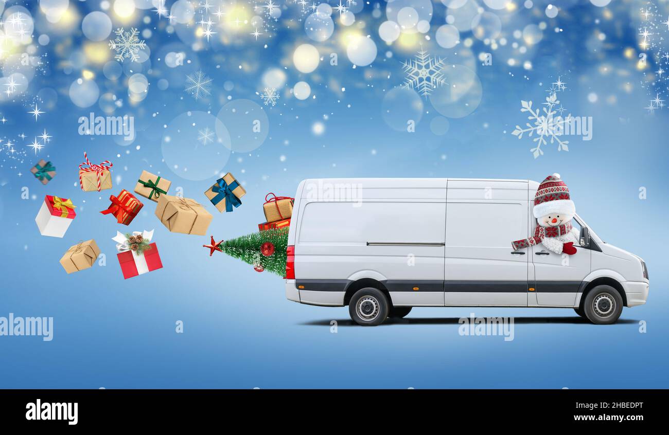 Cute christmas van tree hi-res stock photography and images - Alamy