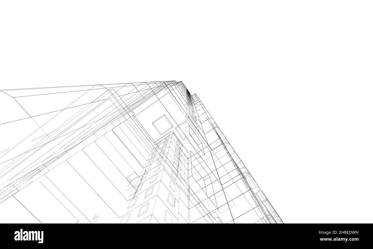 Wire-frame model of a multi-storey building Stock Photo - Alamy
