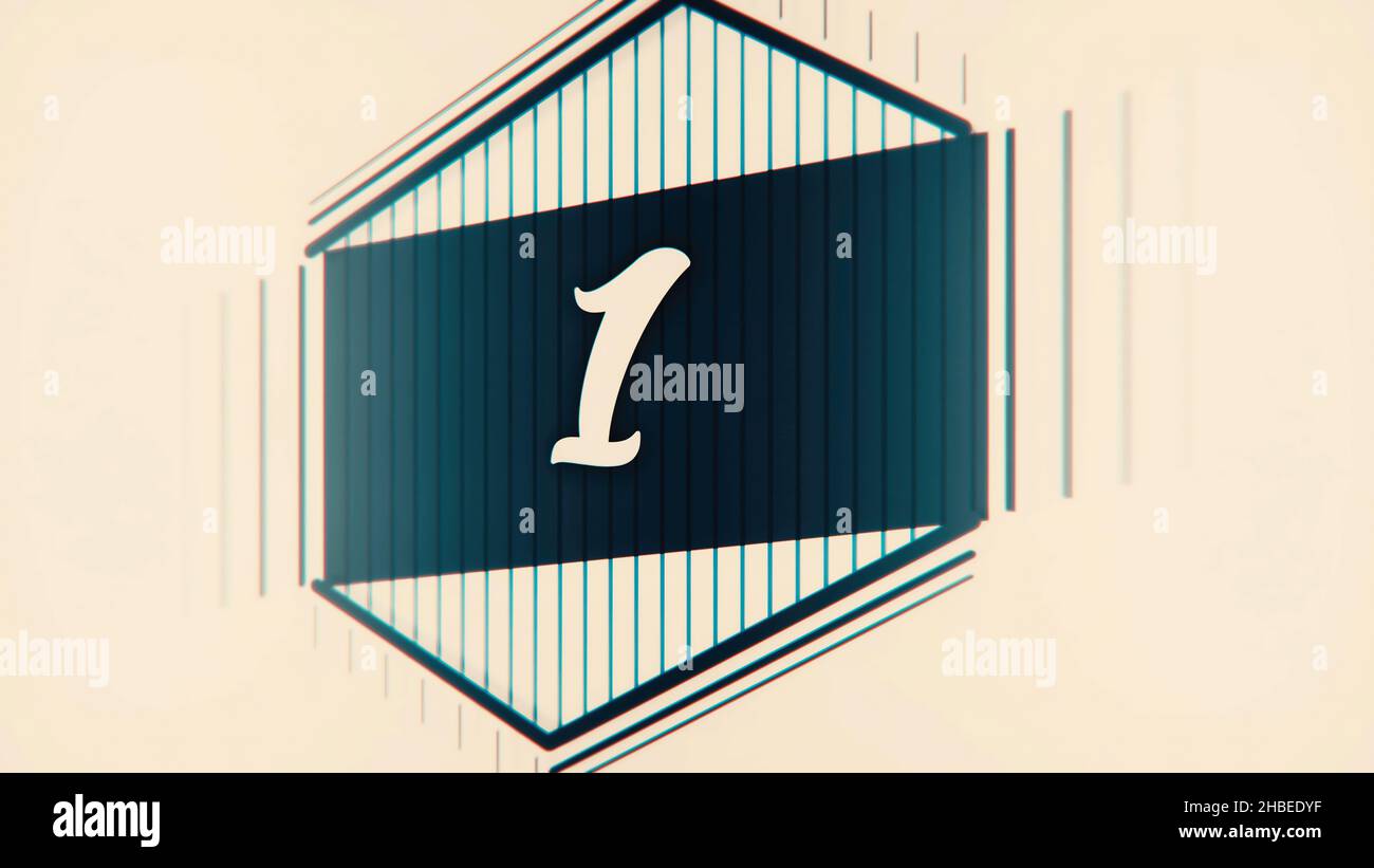 Countdown leader graphic 10 to 0. Number count from 1 to 10. Stop ...